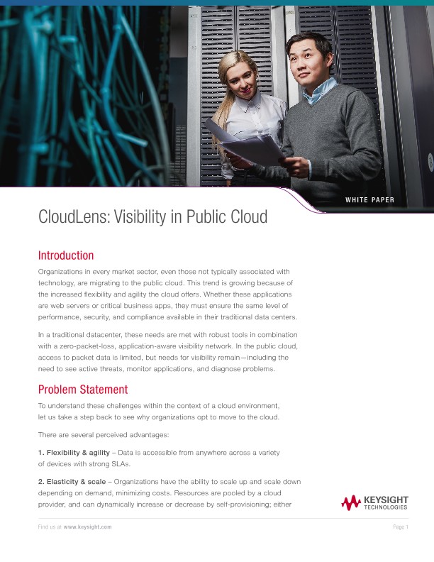 CloudLens: Visibility in Public Cloud PDF Asset Page | Keysight
